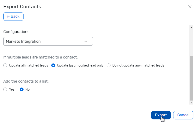 Importing and Exporting Contacts with the Marketo Integration