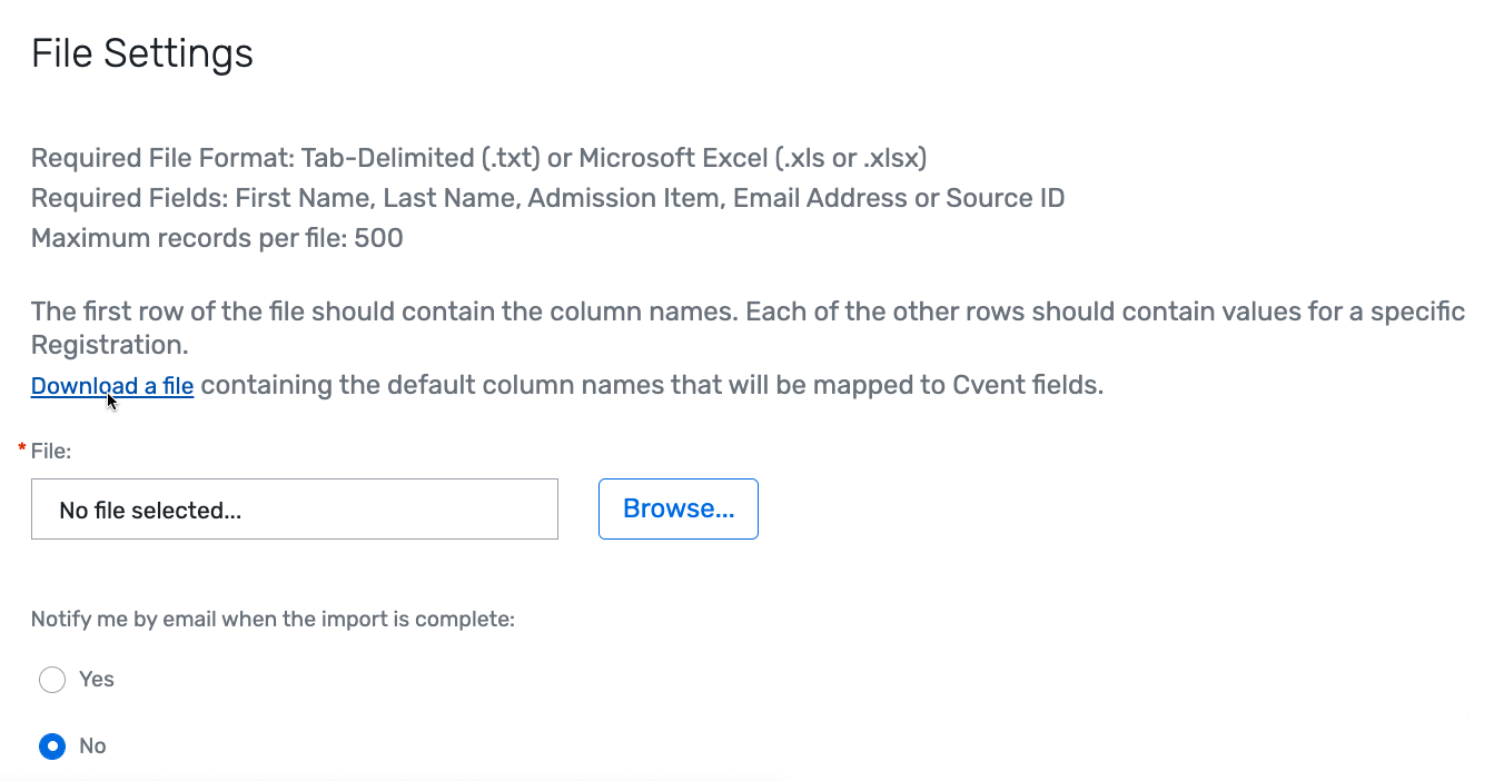 Importing Registrants for an Onsite Event