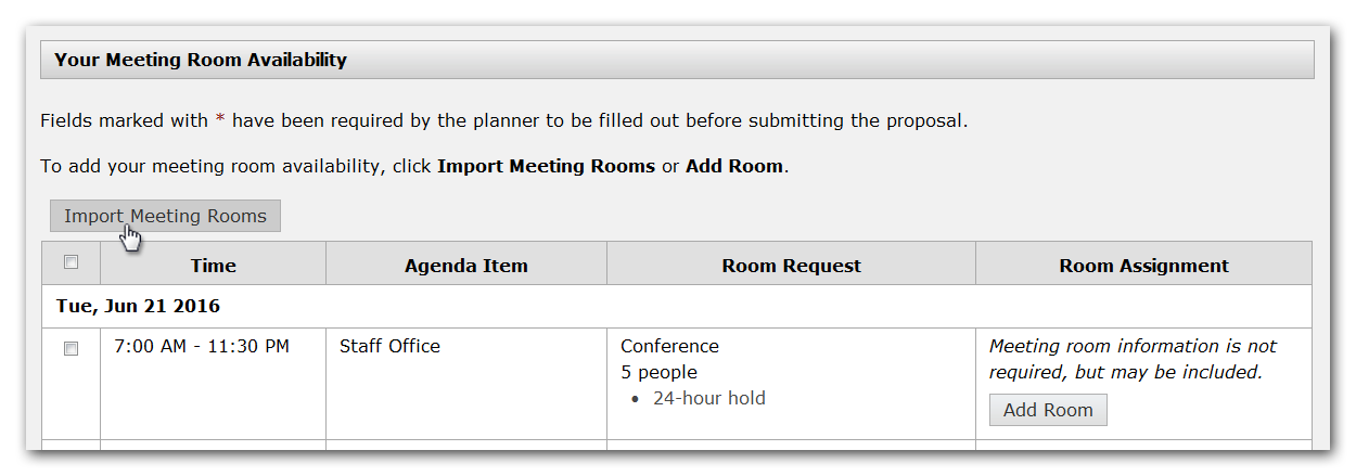 Importing Meeting Rooms