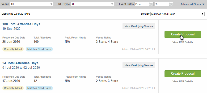 Bidding on RFPs from the RFP Showcase