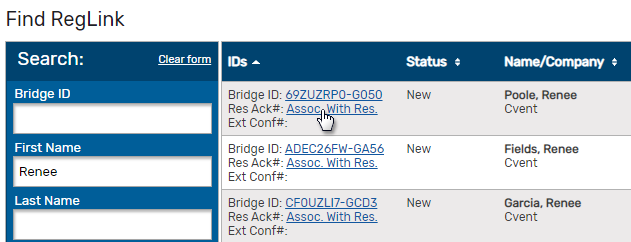 Manually Linking a Registration with a Booking Record