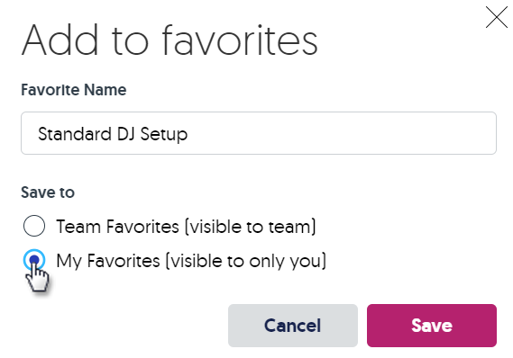 Using Favorites in Event Diagramming