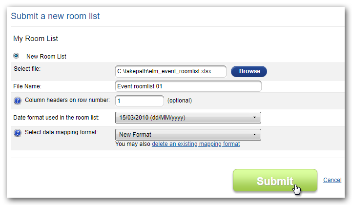 Uploading a New Passkey Room List