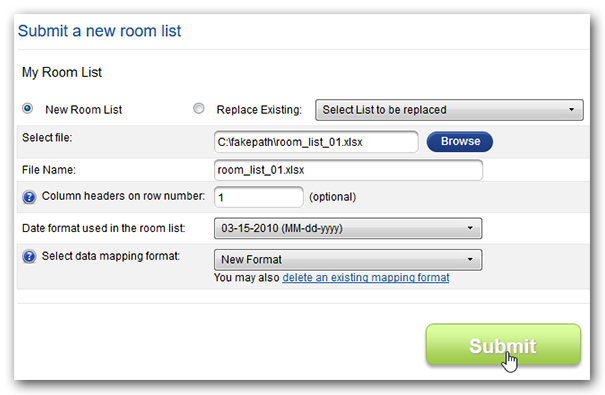 Uploading Room List Spreadsheets to Modify Existing Reservations