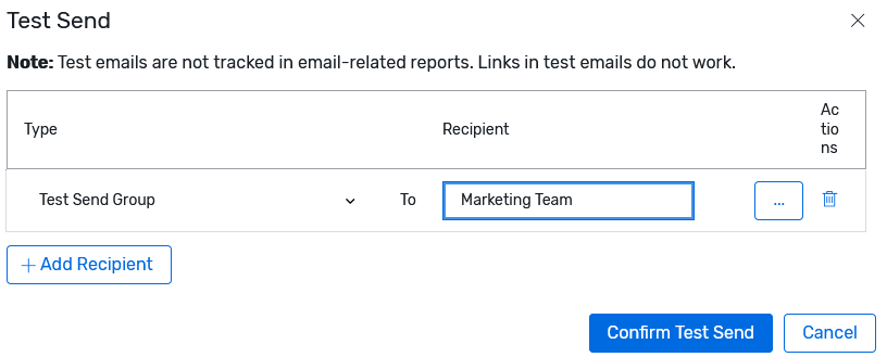 Using Test Send Groups