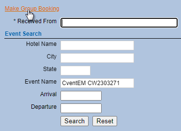 Using the Group Booking Call Center Form