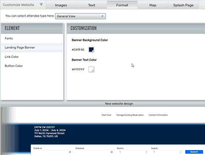 Customizing the Booking Website Colors