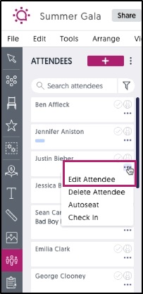 Editing Attendees in Event Diagramming