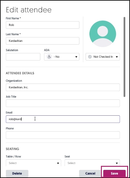 Editing Attendees in Event Diagramming