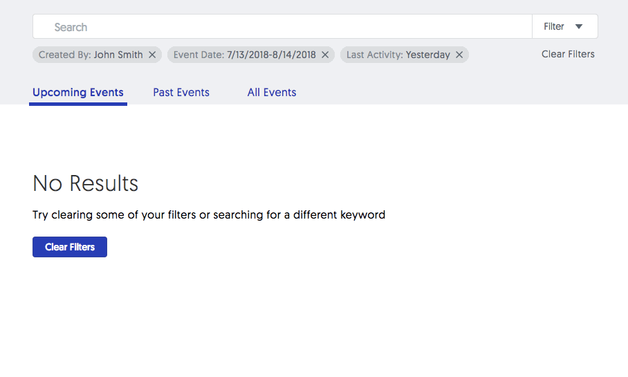Filtering and Sorting Events in Event Diagramming