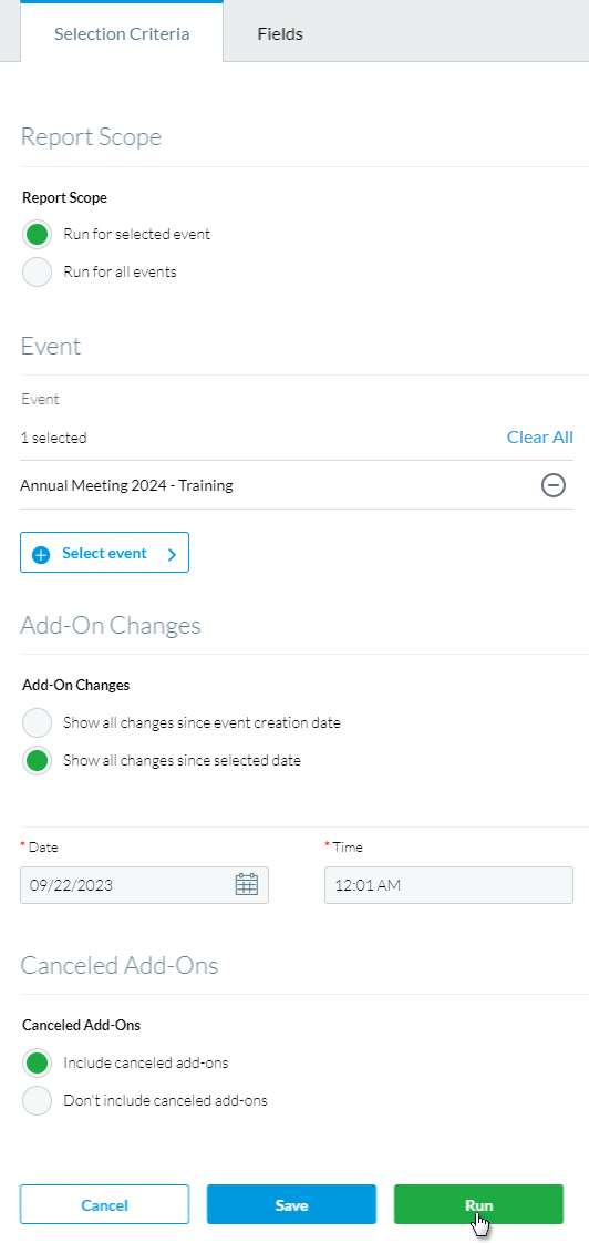 Generating the Add-Ons Report in Passkey