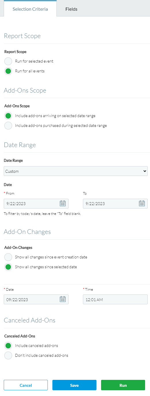 Generating the Add-Ons Report in Passkey