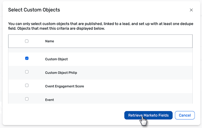 Configuring Marketo Custom Objects