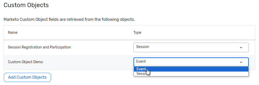 Configuring Marketo Custom Objects