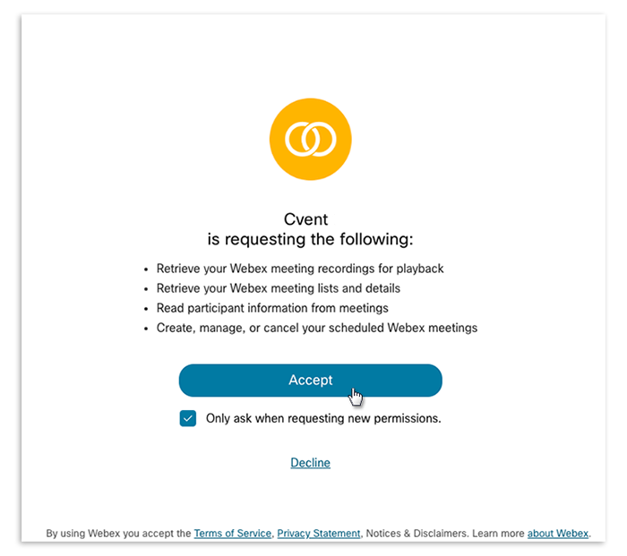 Connecting your Cvent Account with Webex