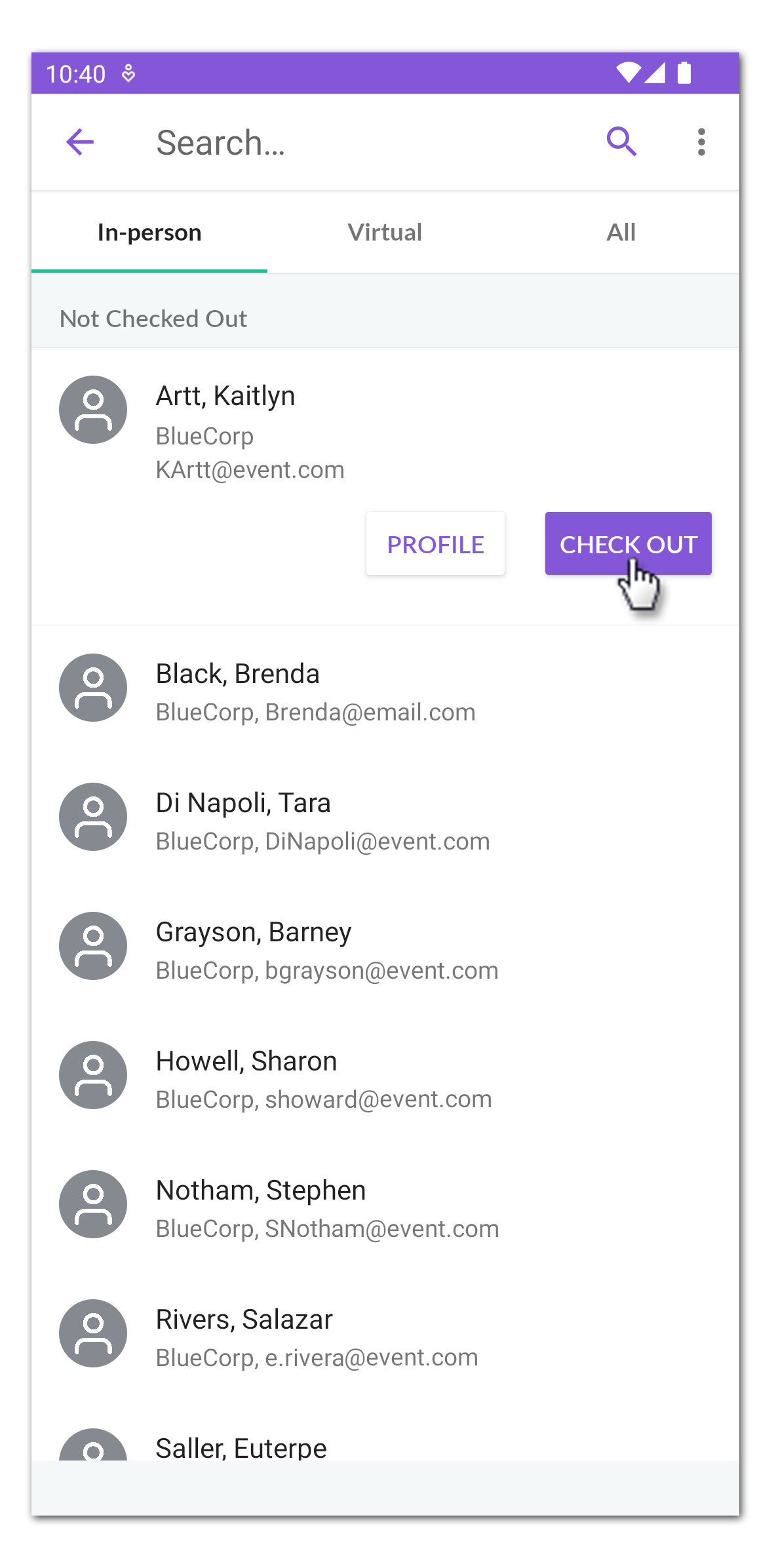 Checking Out Attendees in OnArrival on Android Devices