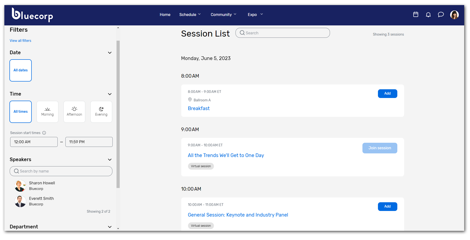 Registering for Sessions on the Attendee Hub