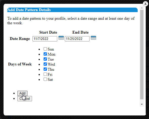 Adding Need Dates to a Venue Profile