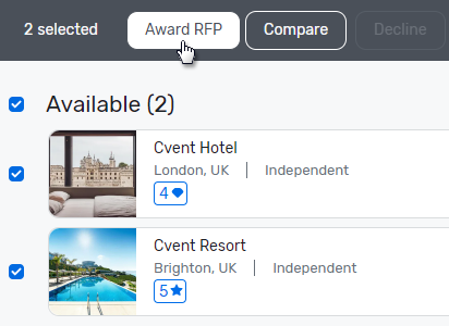 Awarding an RFP in the New Sourcing Experience
