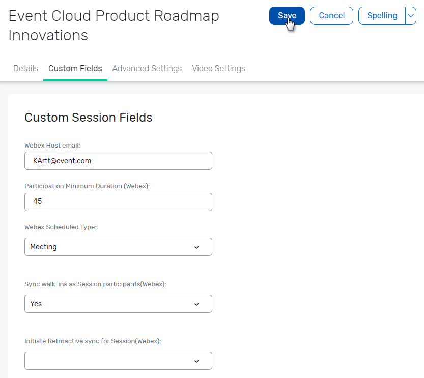 Integrating Webex With Your Sessions