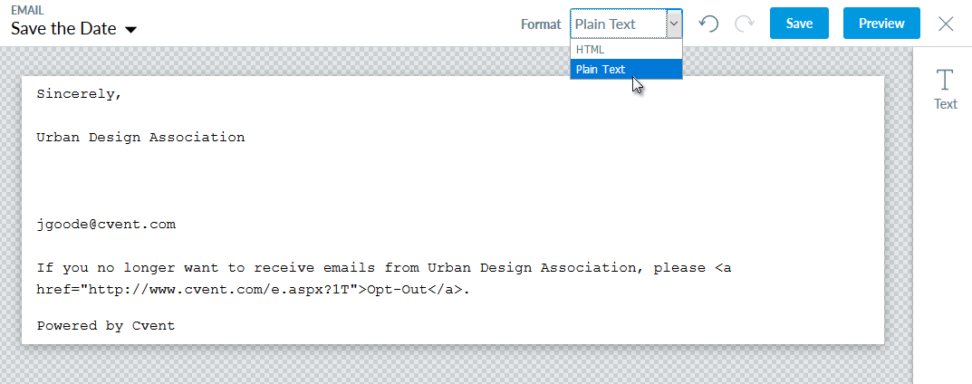 Creating an Event Email