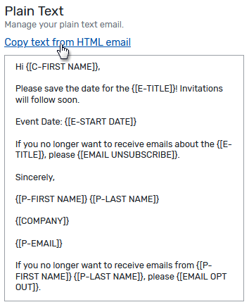Creating an Event Email
