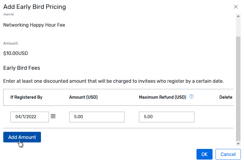 Adding and Updating Fees
