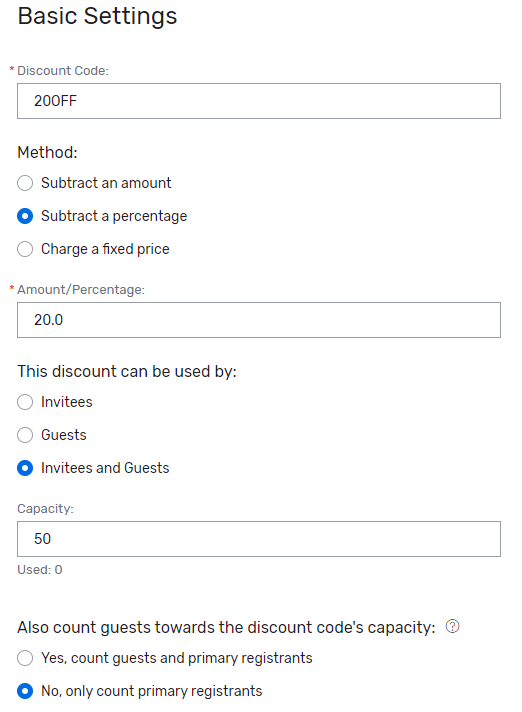 Creating Discount Codes