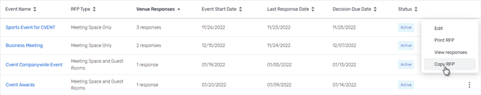 Copying an RFP in the New Sourcing Experience