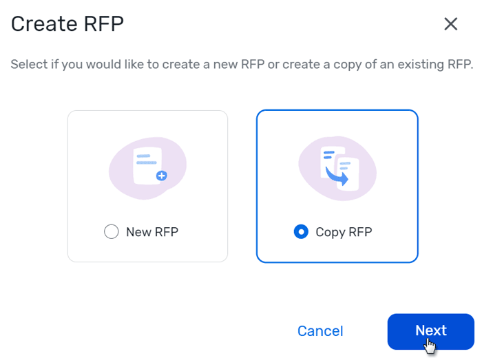 Copying an RFP in the New Sourcing Experience