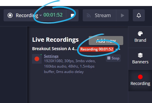 Recording Your Broadcast in Studio Host View