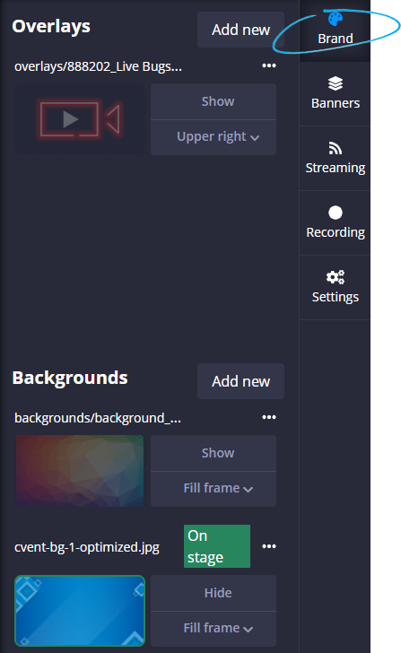 Adding Content, Overlays, and Backgrounds in Studio Host View