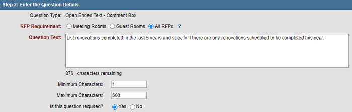 Adding Questions to Your RFP