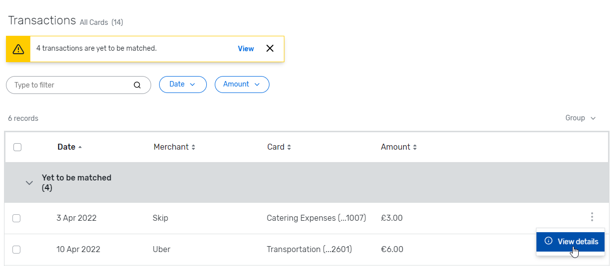 Reconciling Virtual Card Transactions