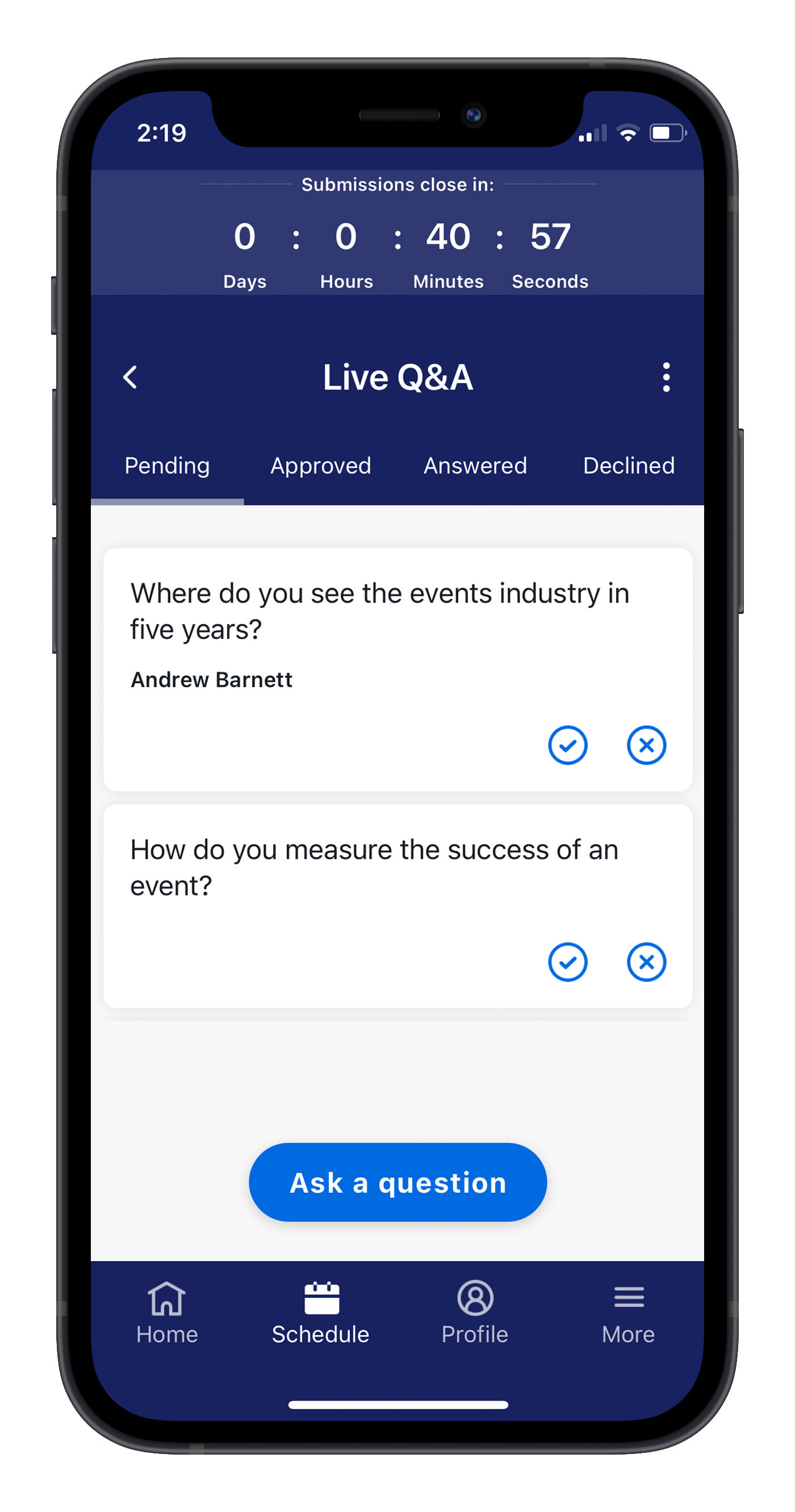 Moderating Live Q&A on the Attendee Hub Website and App