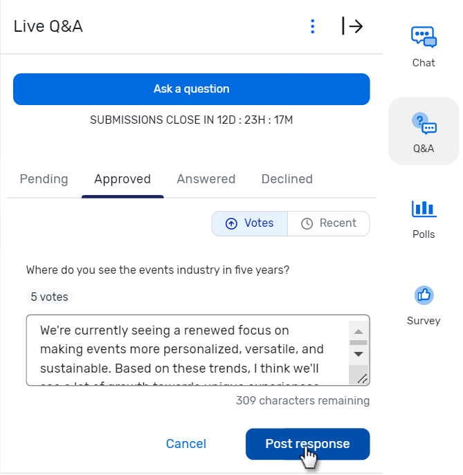 Moderating Live Q&A on the Attendee Hub Website and App