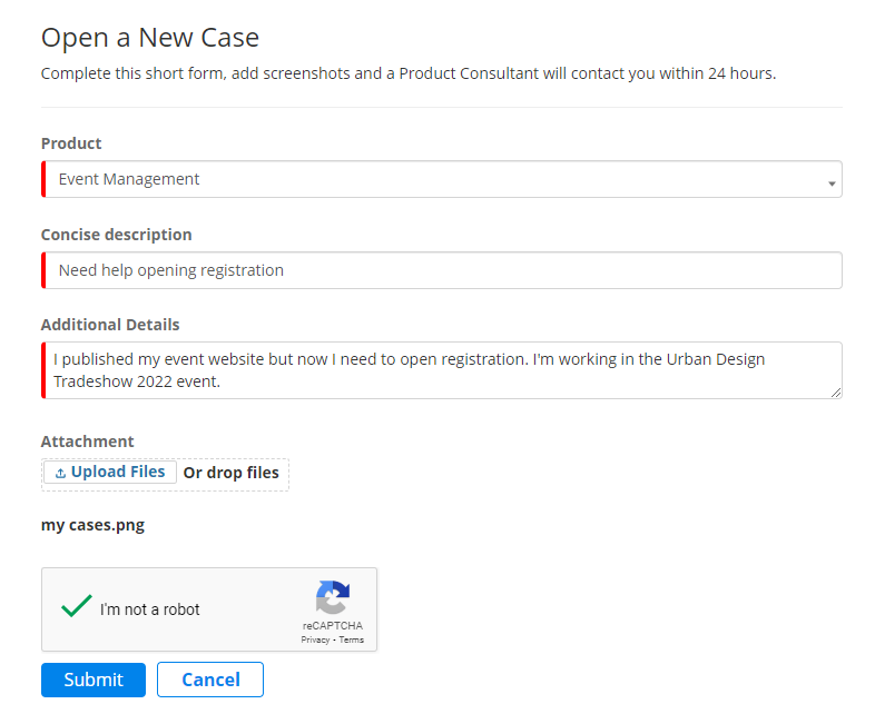 Submitting a Case to Cvent Support