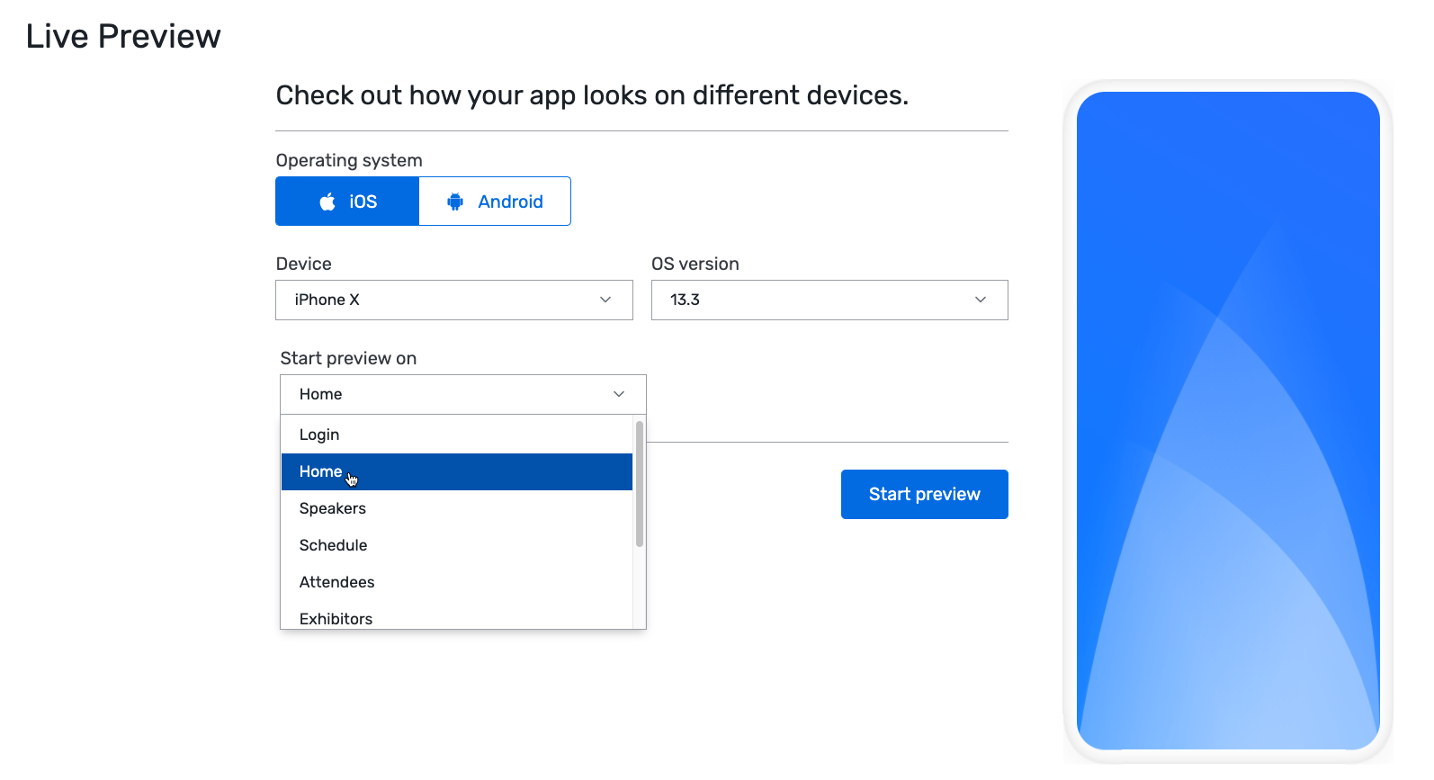 Previewing Your Event App