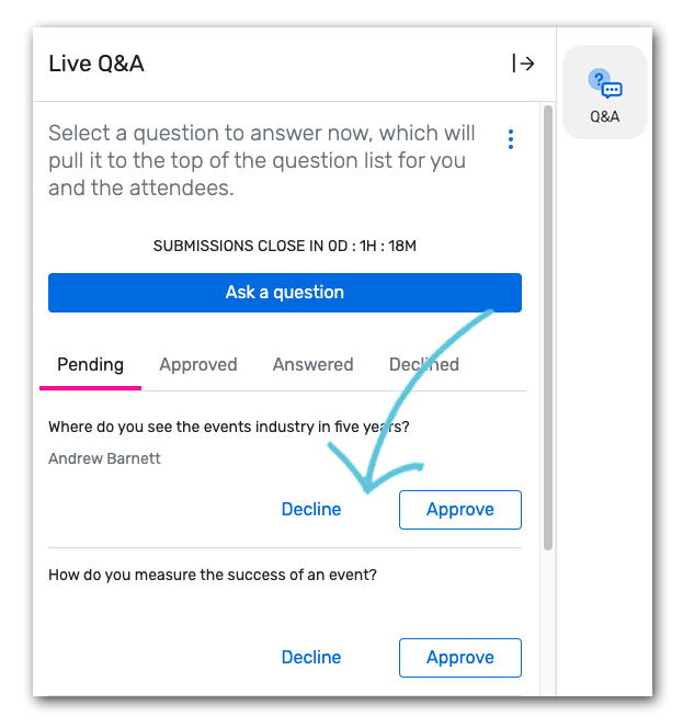 Moderating Live Q&A on the Attendee Hub Website and App