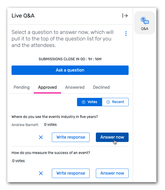 Moderating Live Q&A on the Attendee Hub Website and App