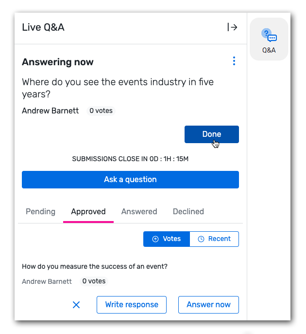 Moderating Live Q&A on the Attendee Hub Website and App