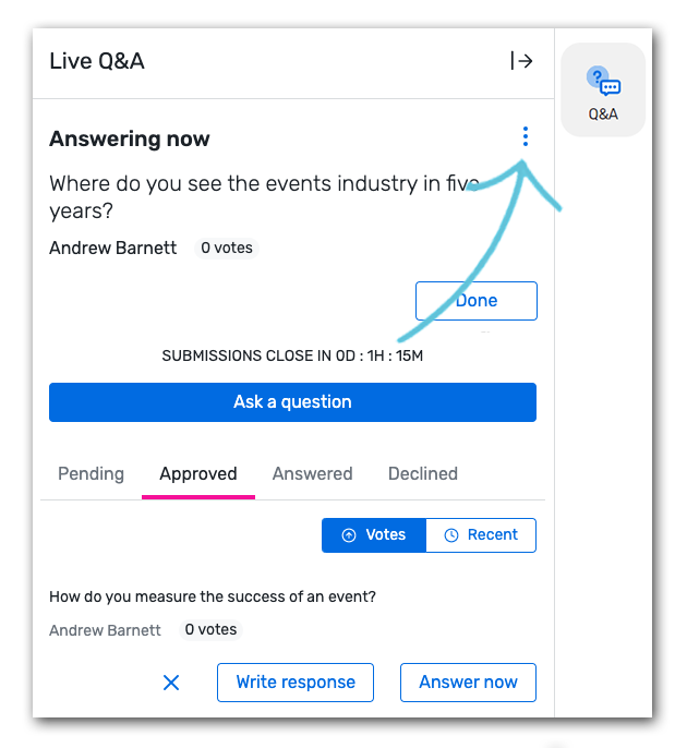 Moderating Live Q&A on the Attendee Hub Website and App