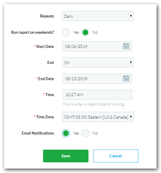 Scheduling Snapshots of Your Reports