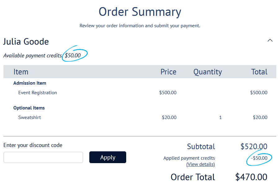 Using Payment Credits