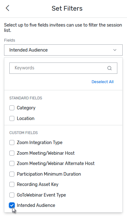 Adding Sorting Options and Filters to the Agenda and Session Widgets