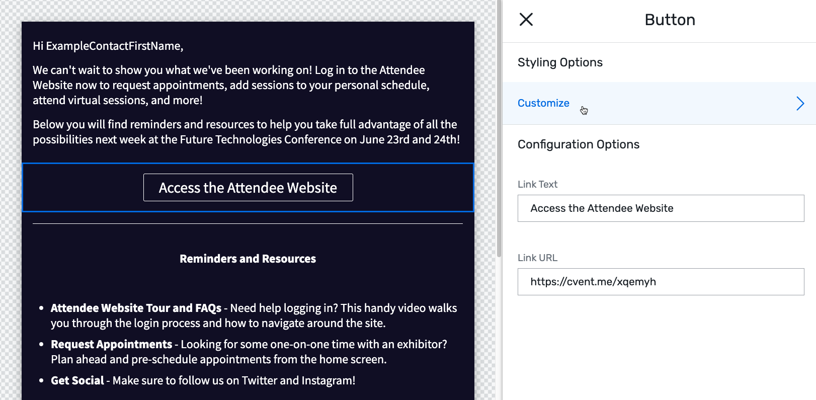 Sharing Your Attendee Hub Website Link with Attendees