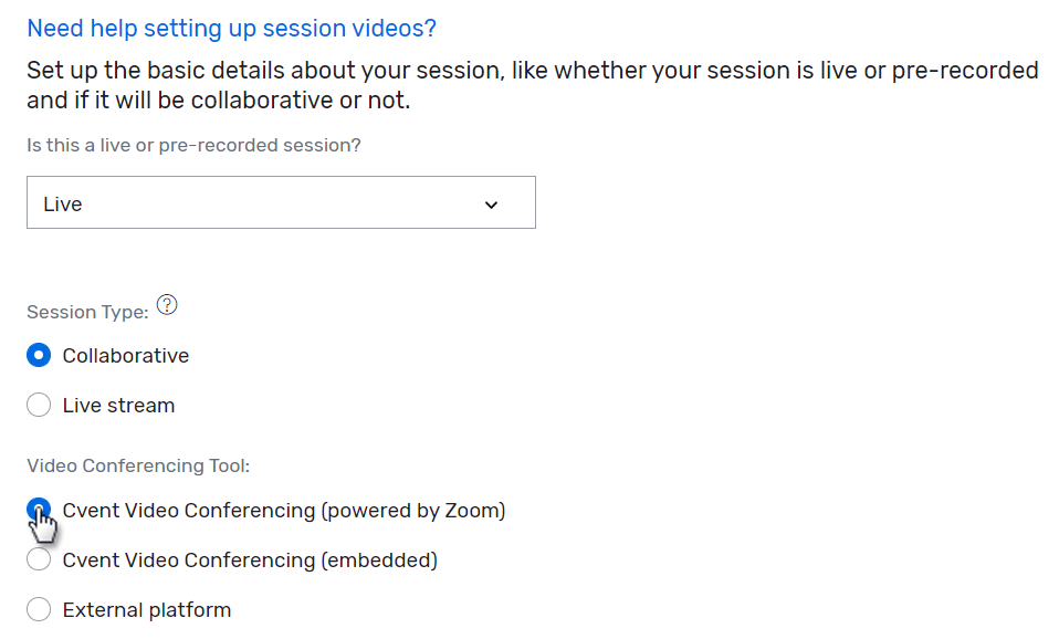 Setting Up Virtual Sessions for the Attendee Hub Website