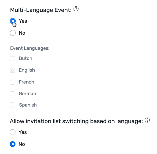 Setting Up a Multi-Language Event