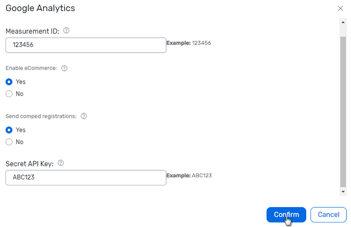 Configuring Google Analytics in Your Event