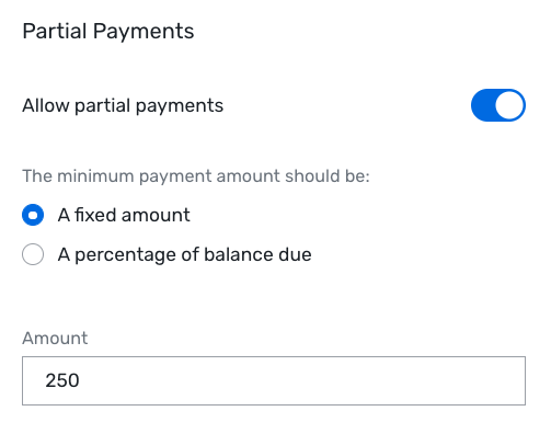 Setting Up Partial Payments